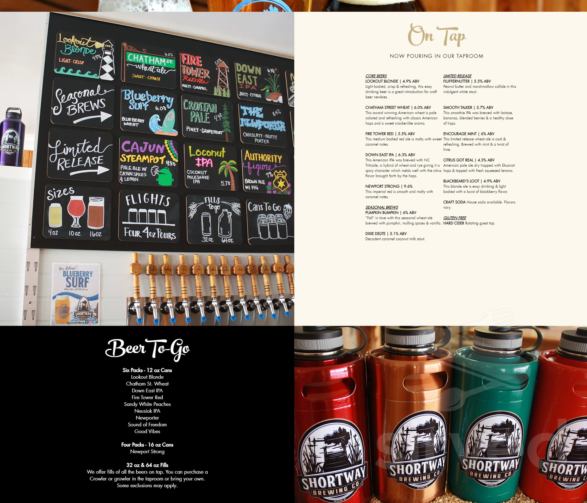 Shortway Brewing Company menu in Newport, North Carolina, USA