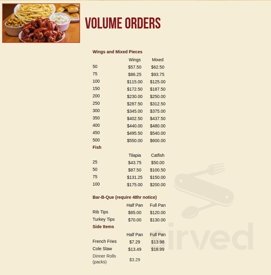 Uncle Remus SFC - Broadview menus in Broadview, Illinois, United States