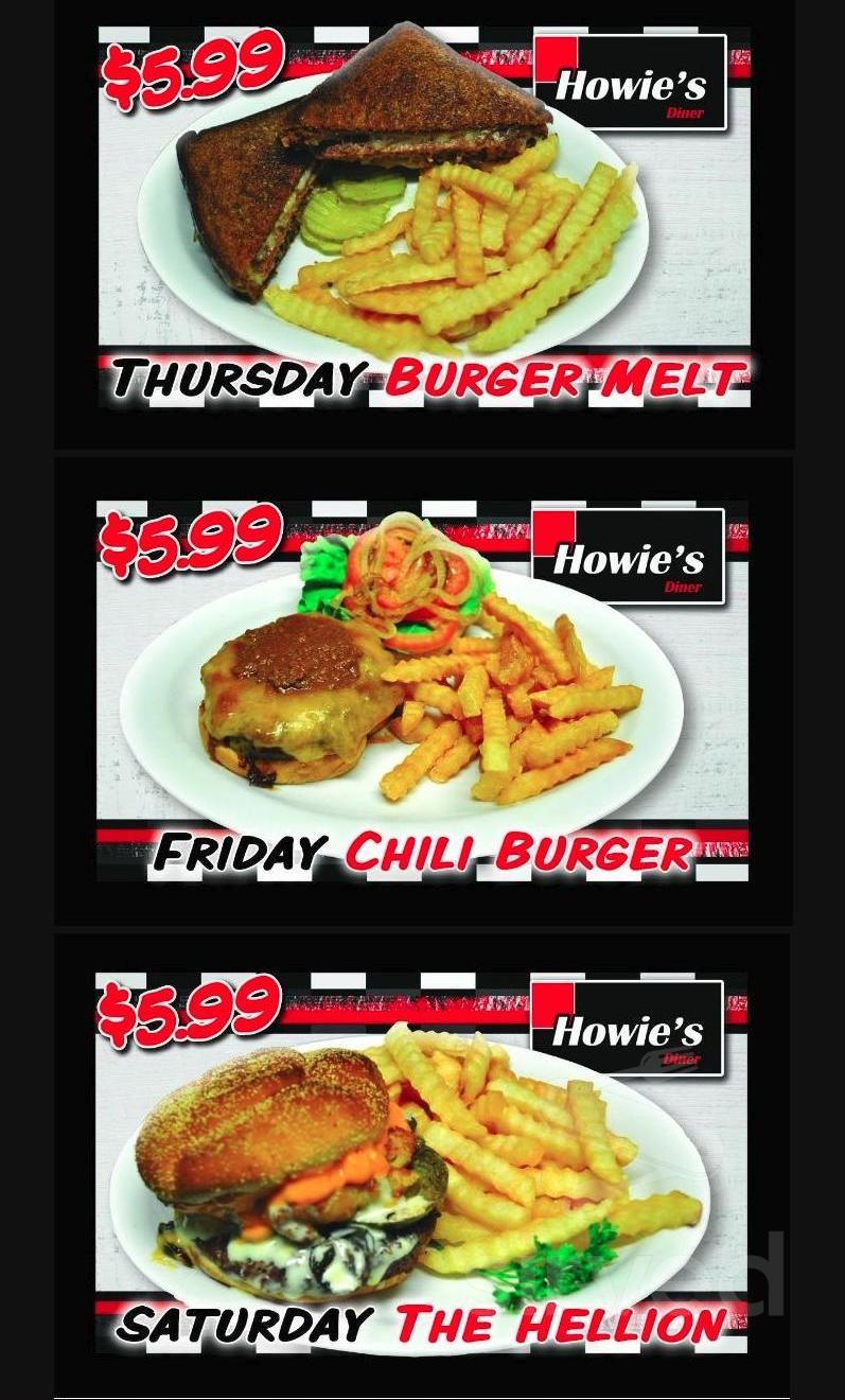 Menu for Howie's Diner in Lawrenceburg, Indiana, United States