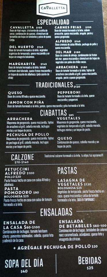 CAVALLETTA PIZZA menu in Col. Madero (Cacho), 22040 Tijuana, Mexico