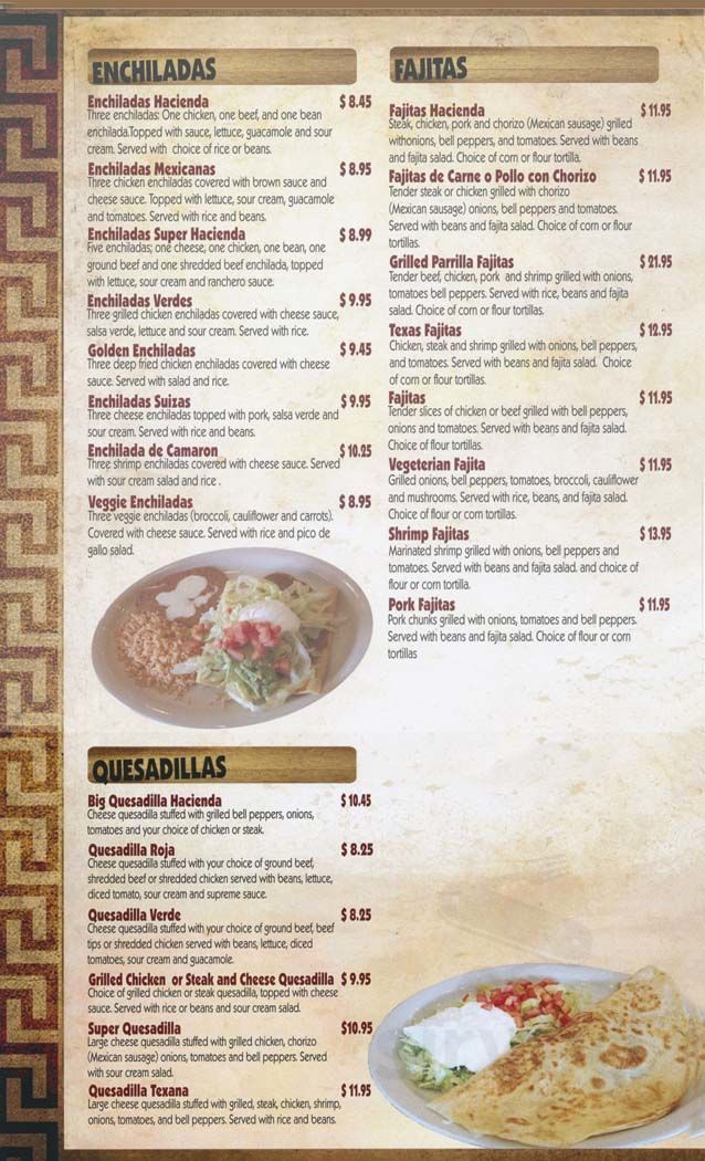 Menu - Avon IN's La Hacienda Mexican Restaurant | Sirved