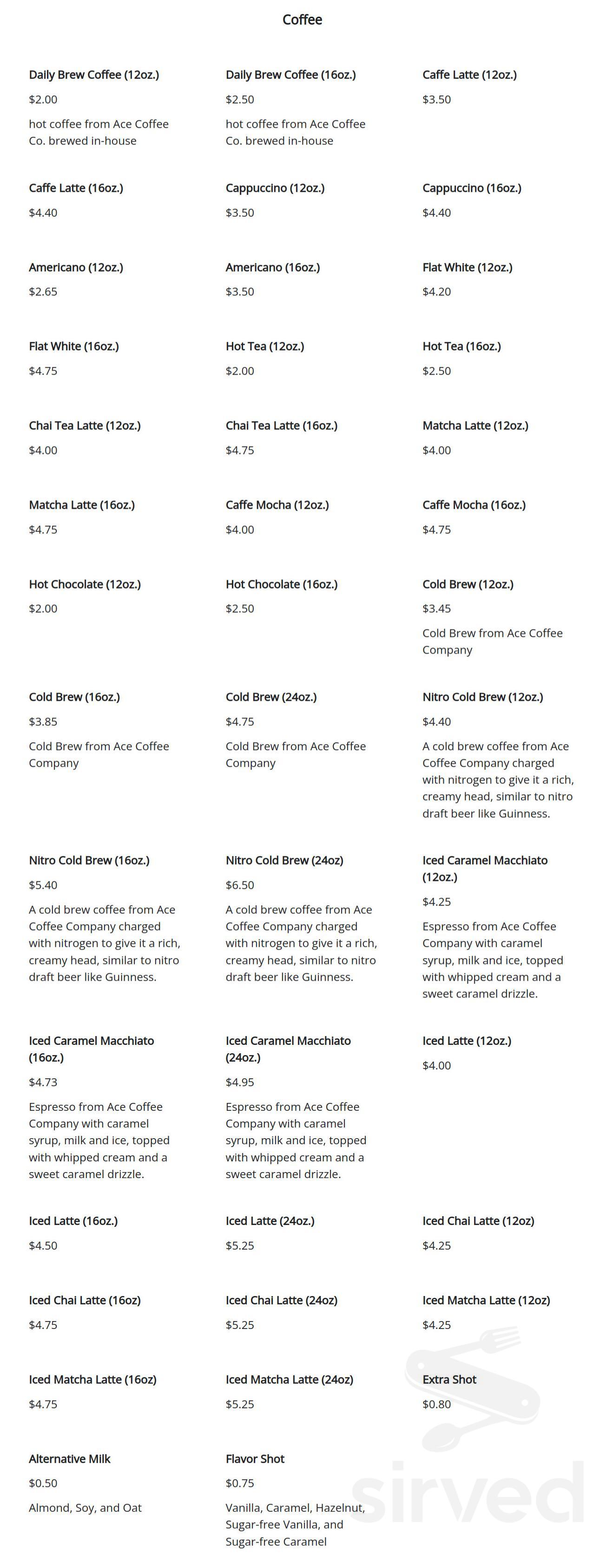 Brekky menu in Wading River, New York, USA