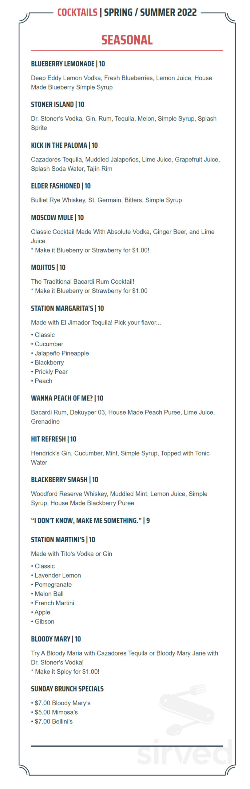 Olde Hickory Station menu in Hickory, North Carolina, USA