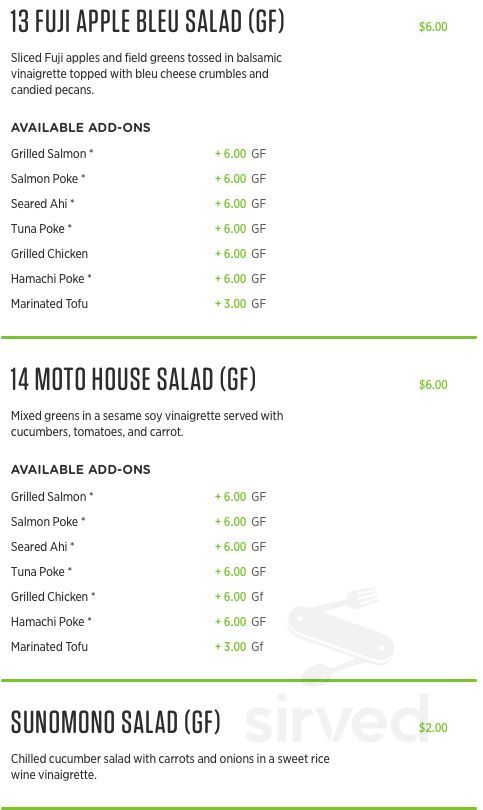 Menu - Lakewood CO's Motomaki - Sushi Burritos and Bowls | Sirved