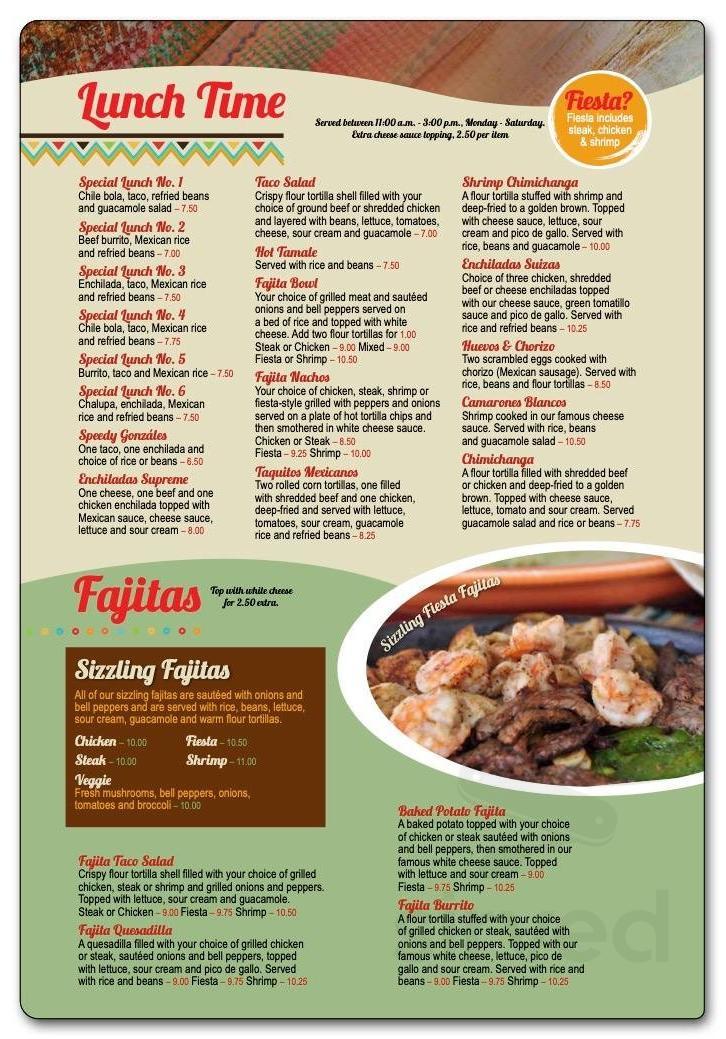 Los Portales Mexican Restaurant menu in Jackson, Tennessee, USA