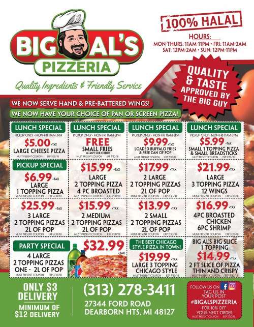 Big Al's Pizzeria menu in Dearborn Heights, Michigan, USA