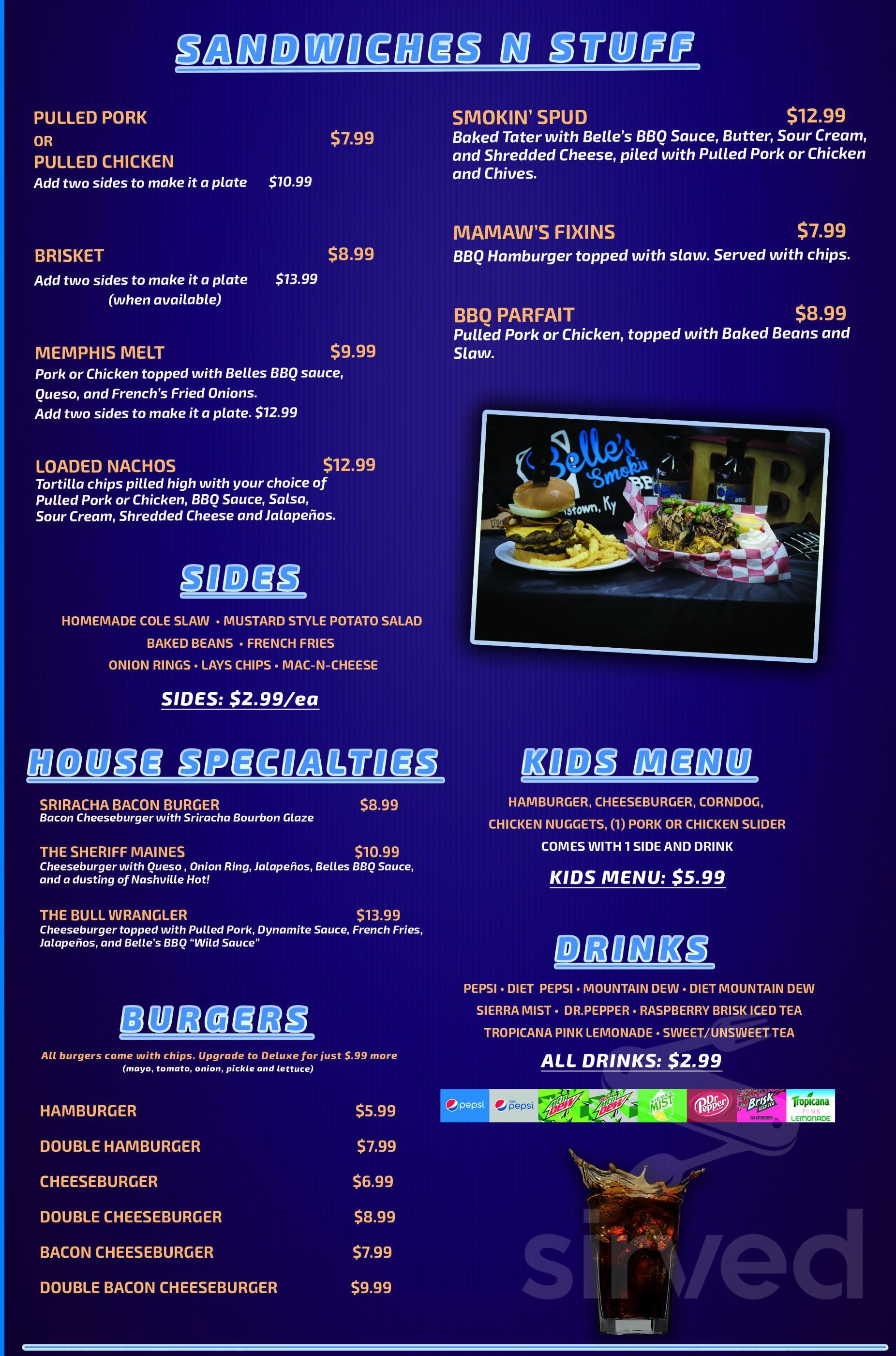 Belle's Smokin' BBQ menu in Williamstown, Kentucky, USA
