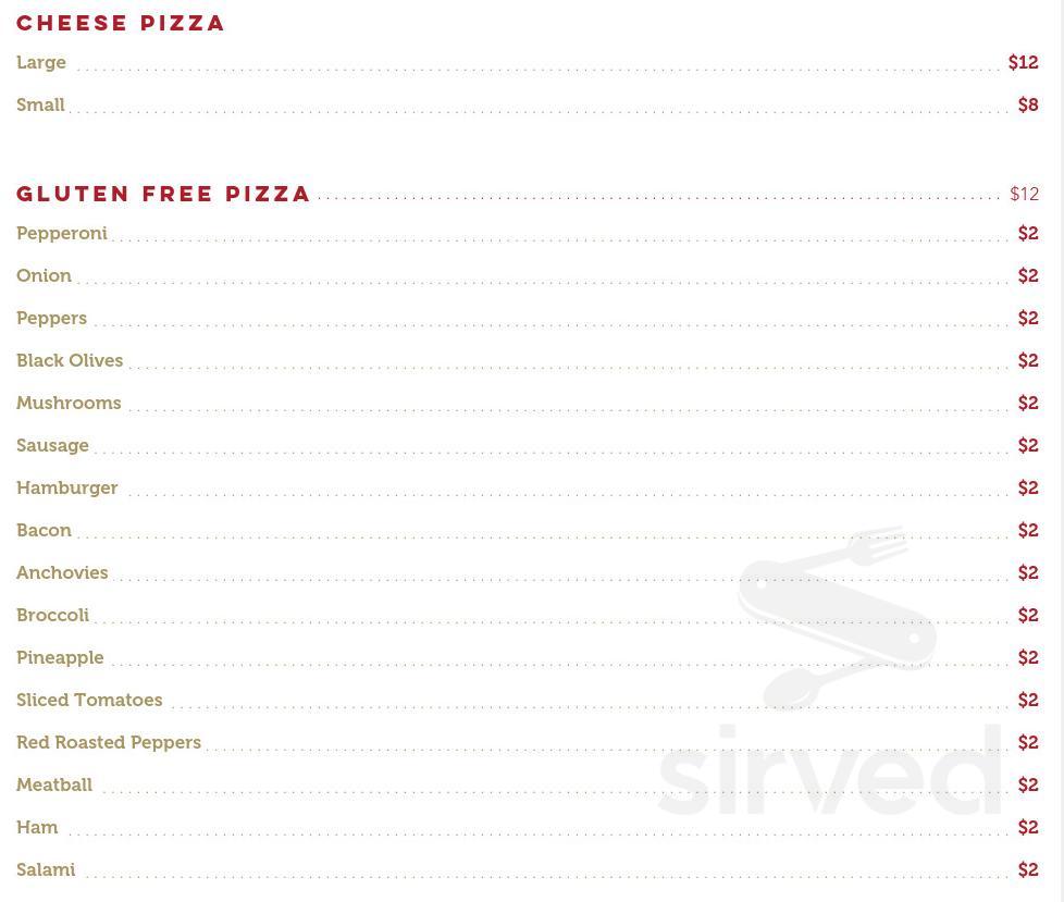 Liberty Pizza menu in Wayland, Massachusetts, USA