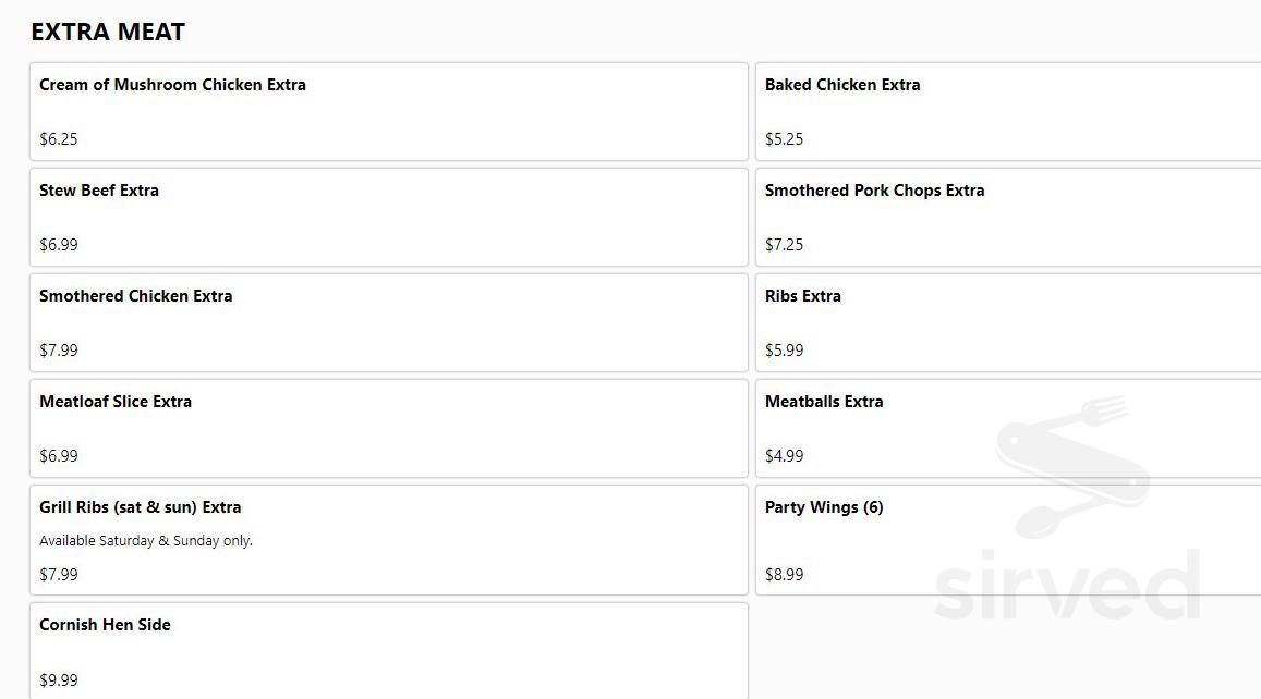 Blue Flame - Southern Restaurant menu in Tampa, Florida, USA