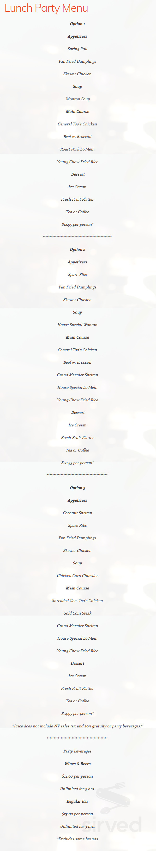 Jac Mao menu in Staten Island, New York, USA
