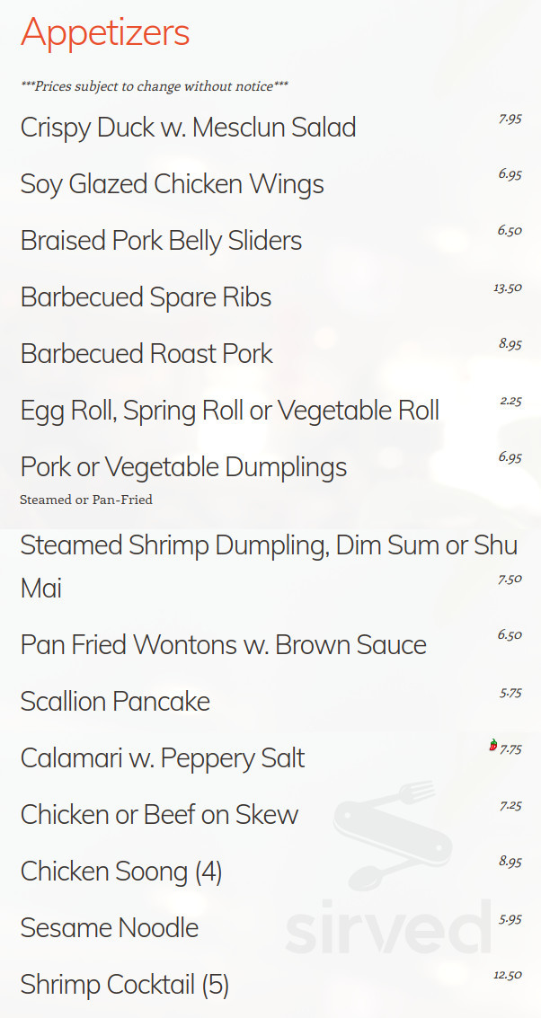 Menu - Staten Island NY's Jac Mao | Sirved