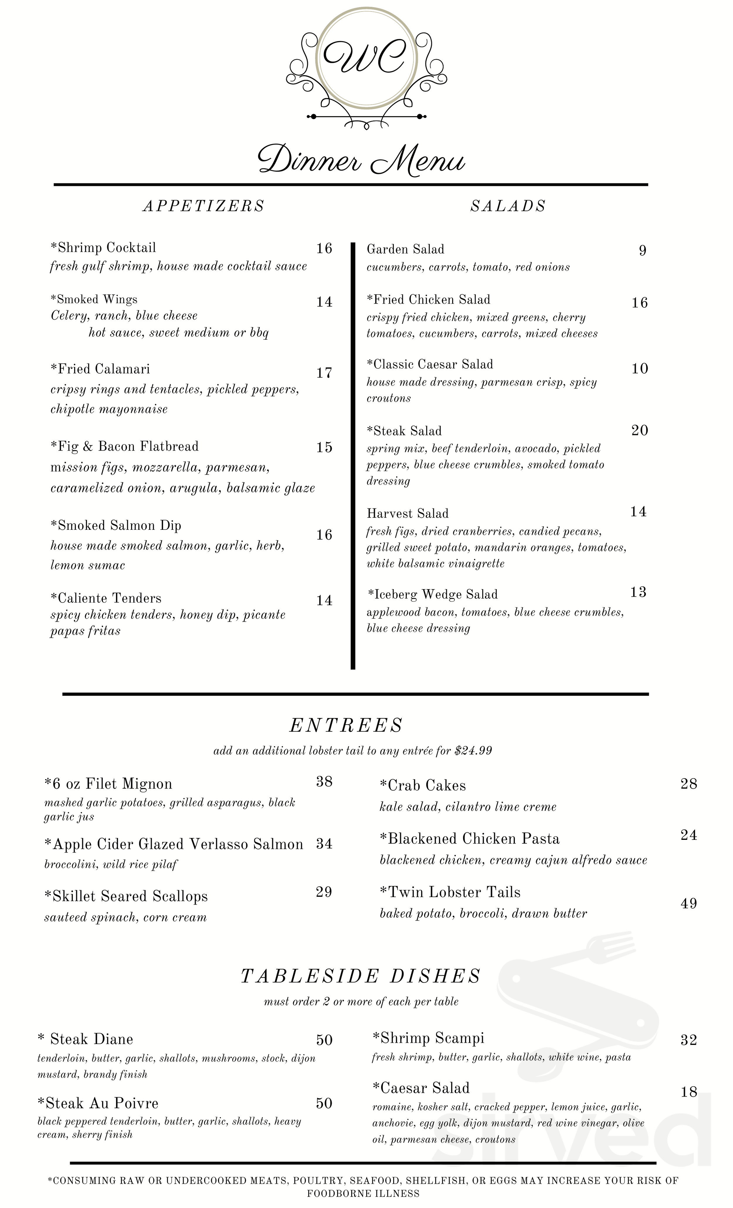 Menu for The Walden Club in Chattanooga, TN | Sirved