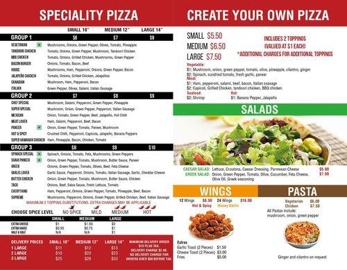 Select Pizza menu in Surrey, British Columbia, Canada