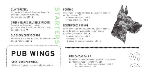 Menu for Great Dane Pub & Brewing Co. - Fitchburg in Fitchburg, WI | Sirved