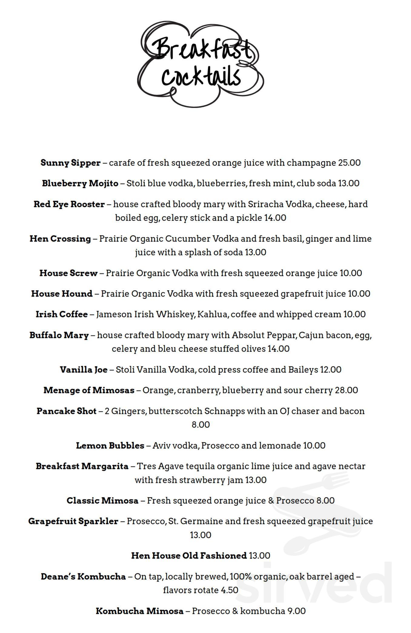 Hen House Eatery menu in Minneapolis, Minnesota, USA