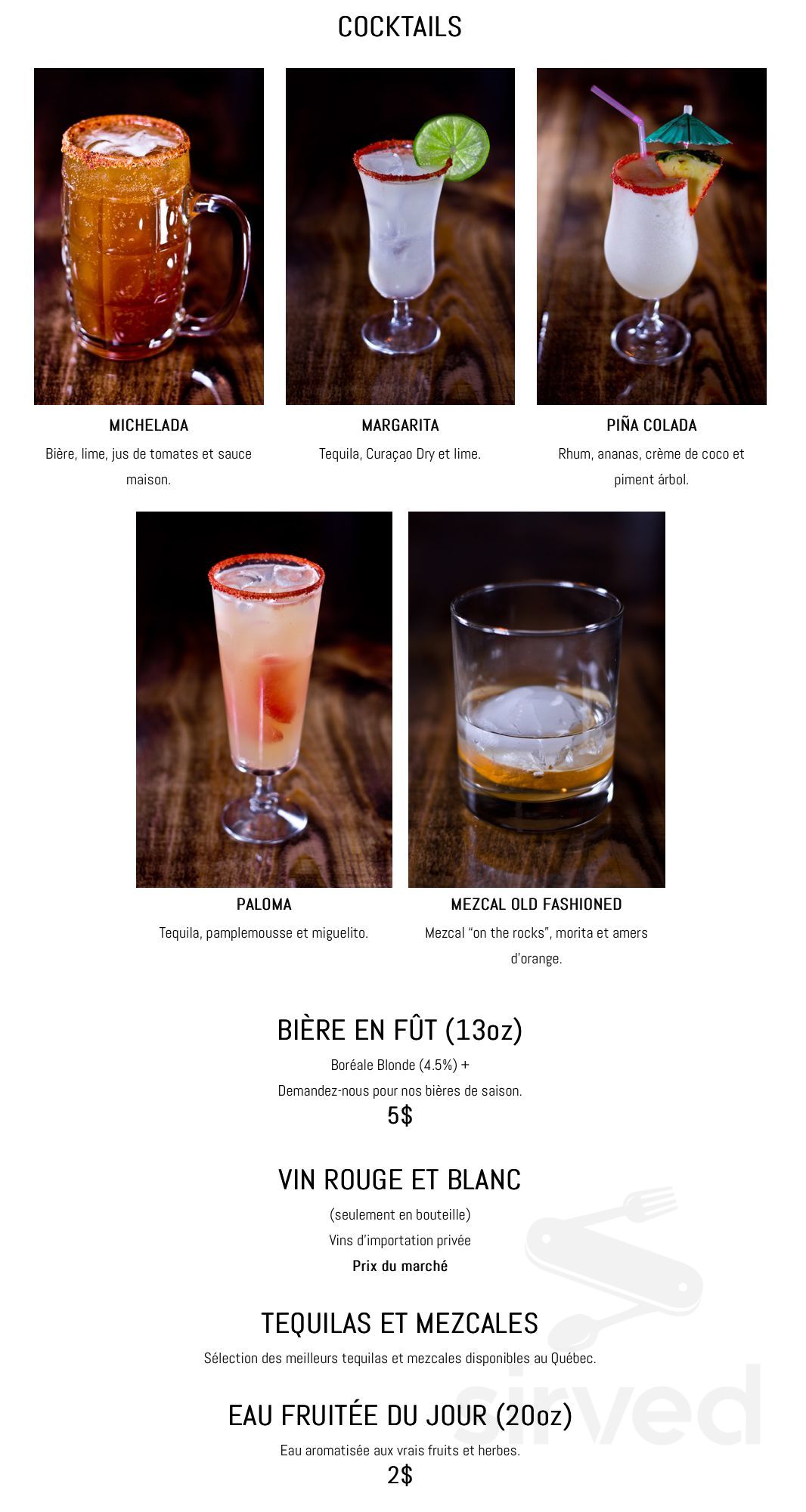 Menu - Montréal QC's Caifan | Sirved