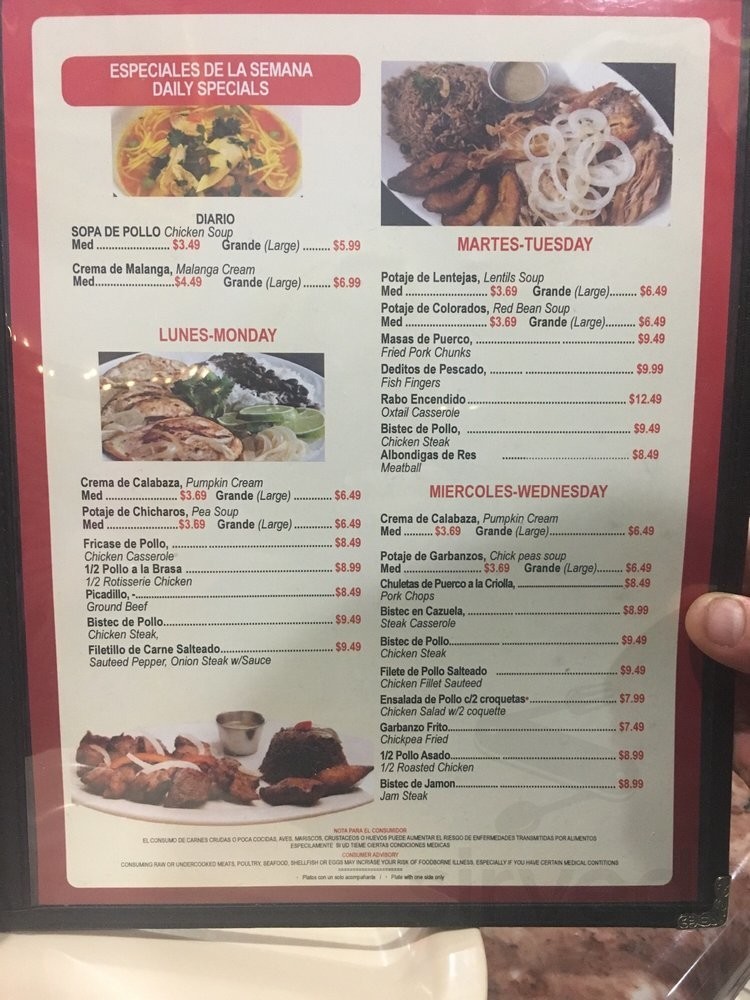 Menu - Miami FL's Rinconcito Cubano Criollo | Sirved