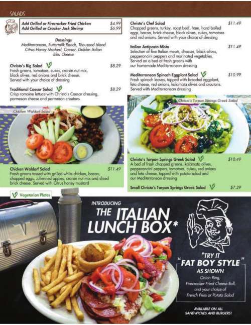 The Original Christo's menu in Sanford, Florida, USA