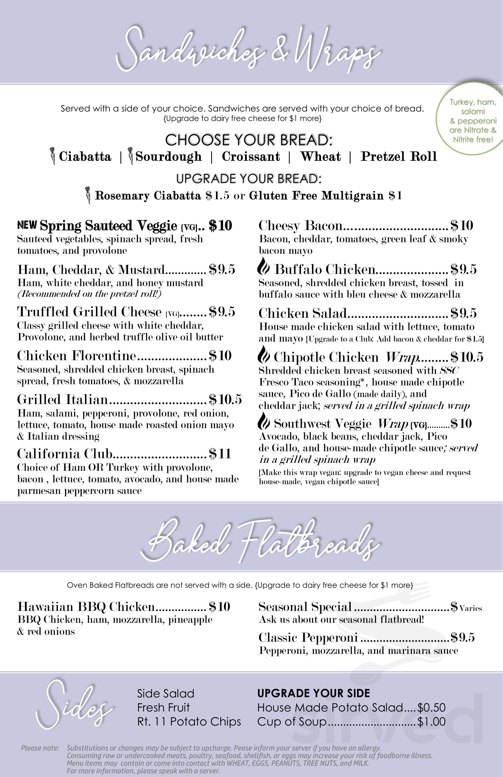 Woodstock Garden Cafe menu in Woodstock, Virginia, USA