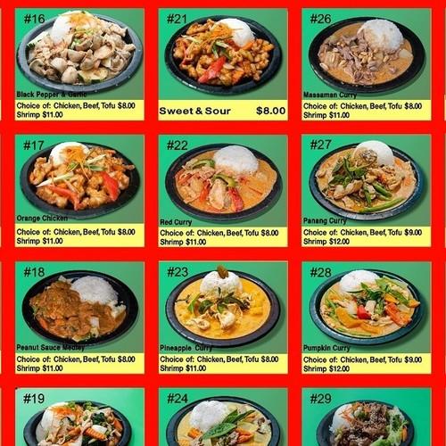 Thai Mango menu in Portland, Oregon, USA