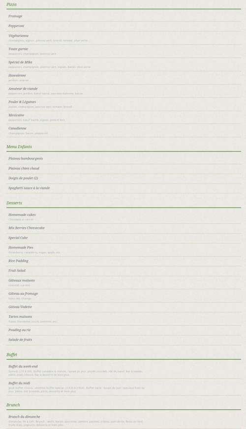 Restaurant Le Chardo menu in Alfred, Ontario, Canada