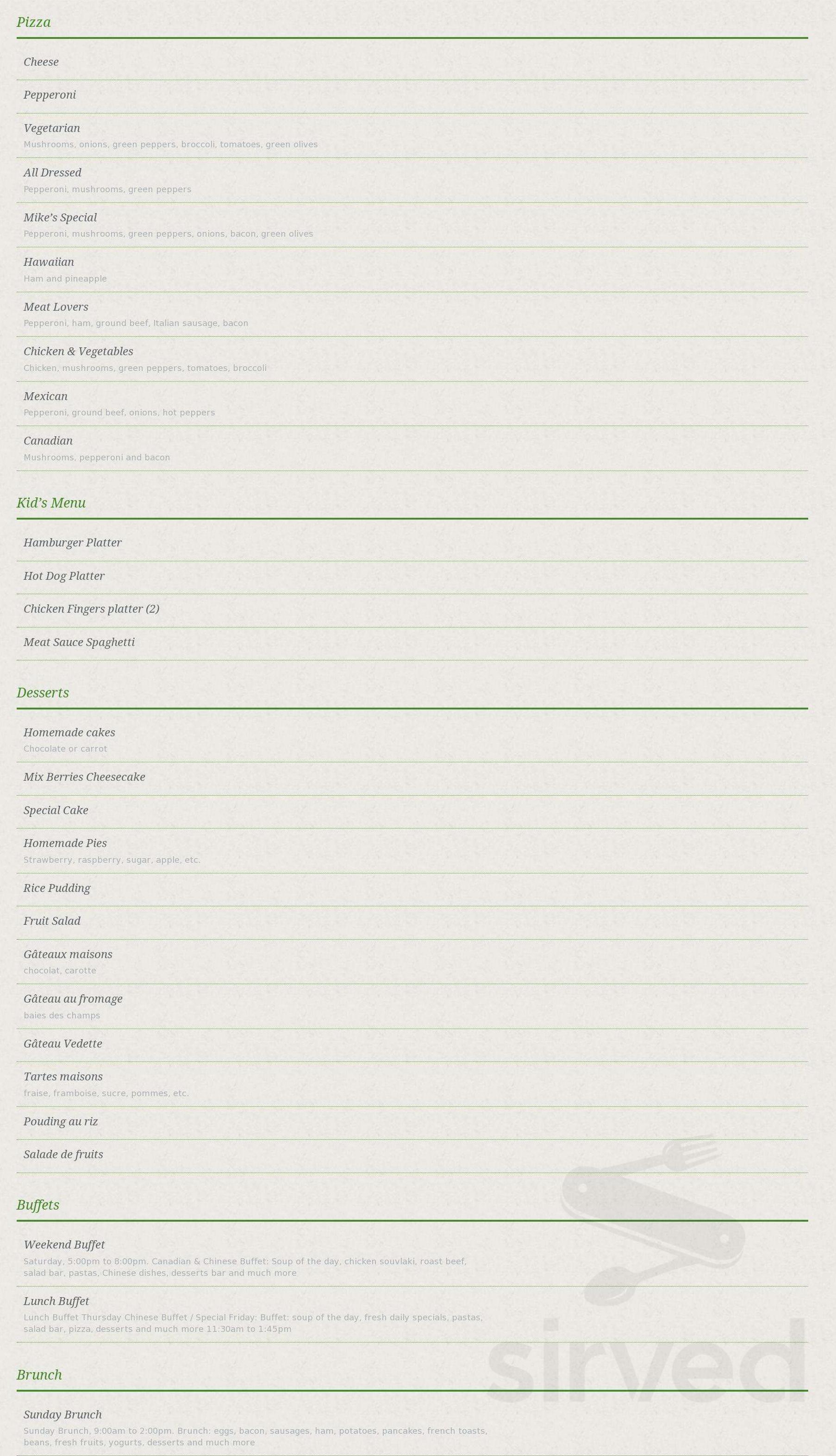 Restaurant Le Chardo menu in Alfred, Ontario, Canada