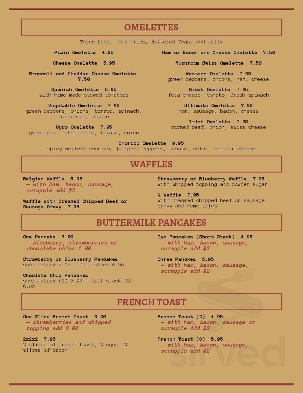 Summit Family Restaurant menu in Camp Hill, Pennsylvania, USA