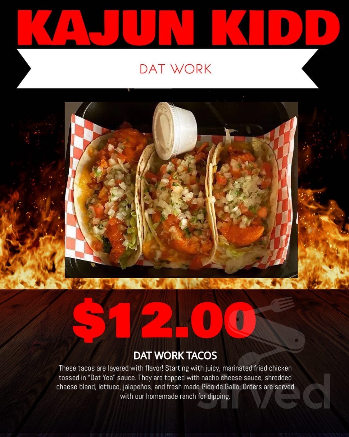 Kajun Kidd Burgers & Wings menu in Laplace, Louisiana, USA