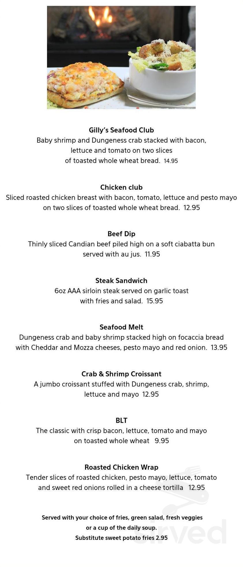 Gillnetter Pub menu in Port Coquitlam, British Columbia, Canada