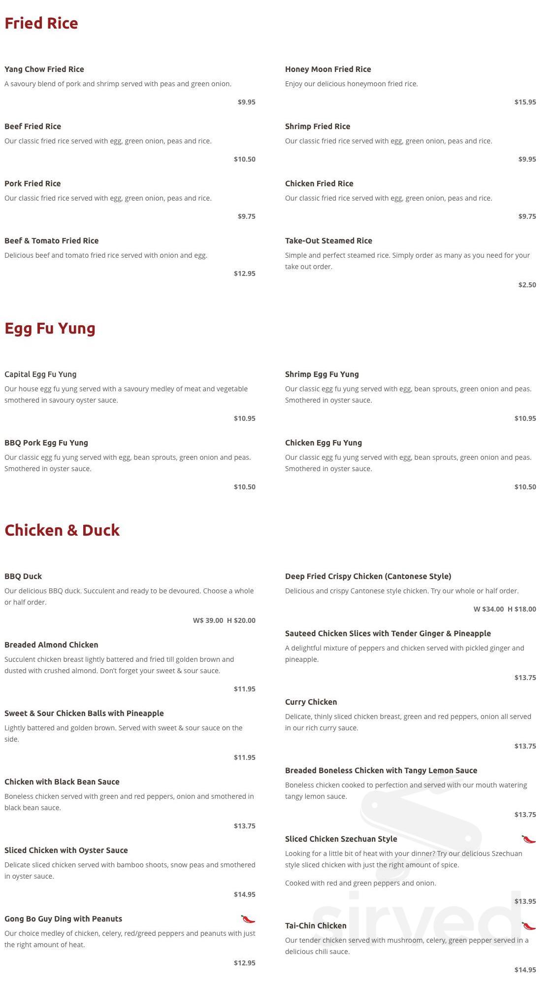 Capital Restaurant menus in Chilliwack, British Columbia, Canada