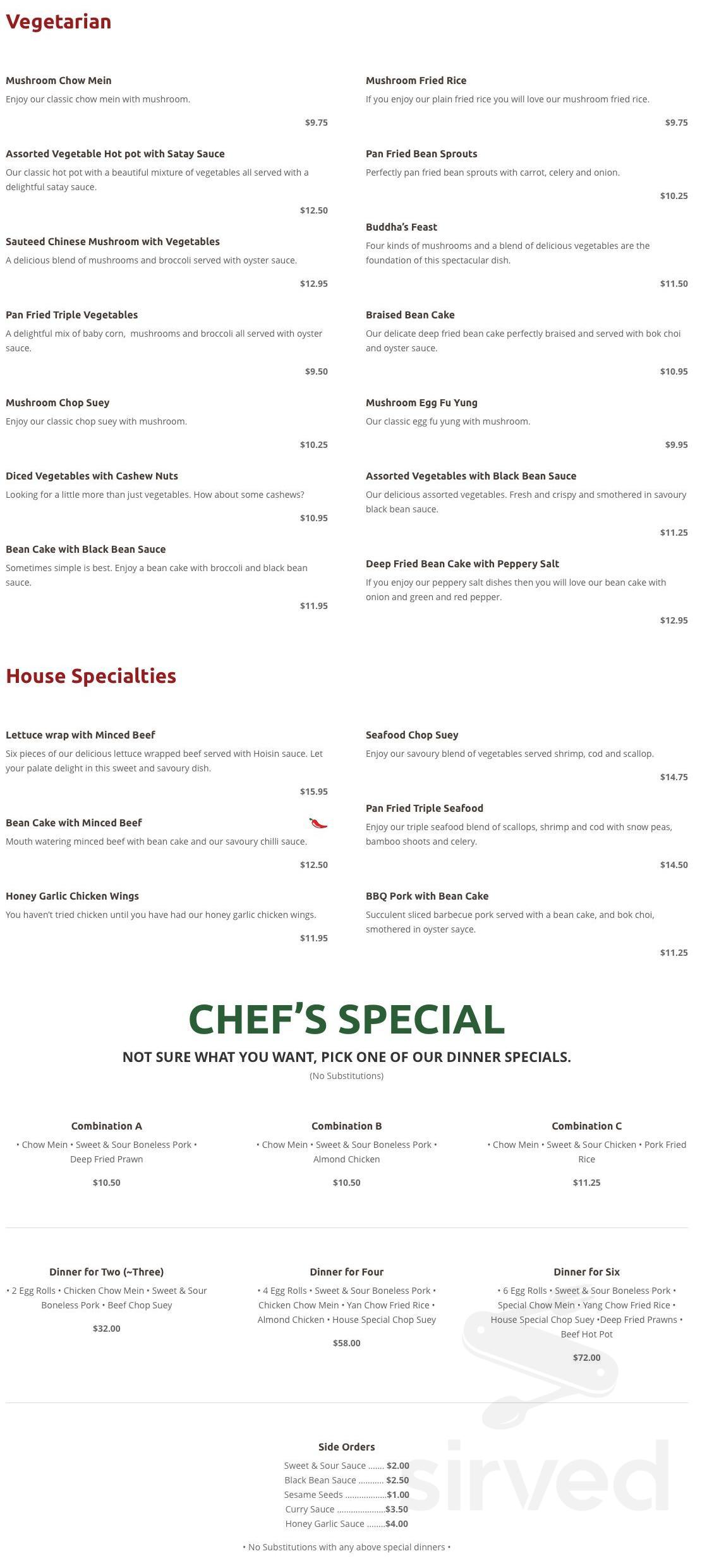 Capital Restaurant menu in Chilliwack, British Columbia, Canada