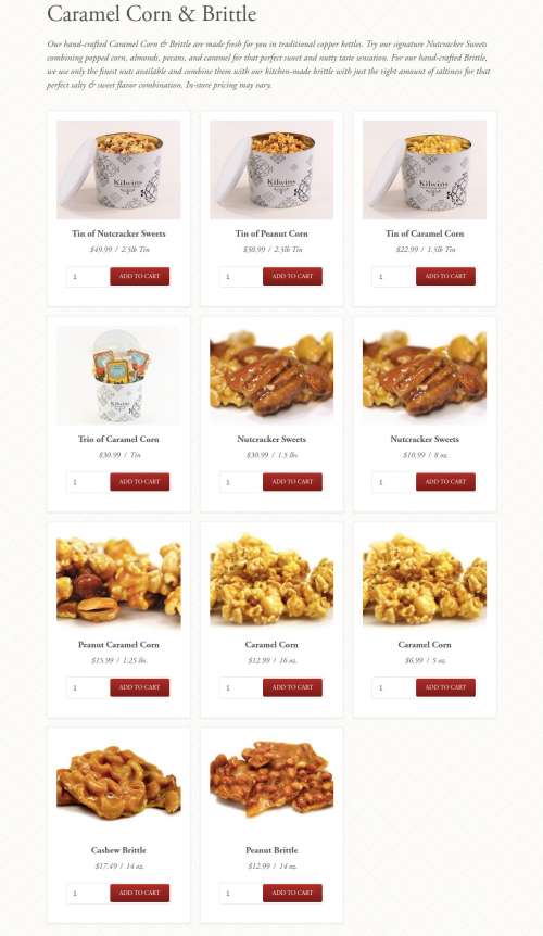 Kilwin's Chocolates menu in St. Augustine, Florida, USA