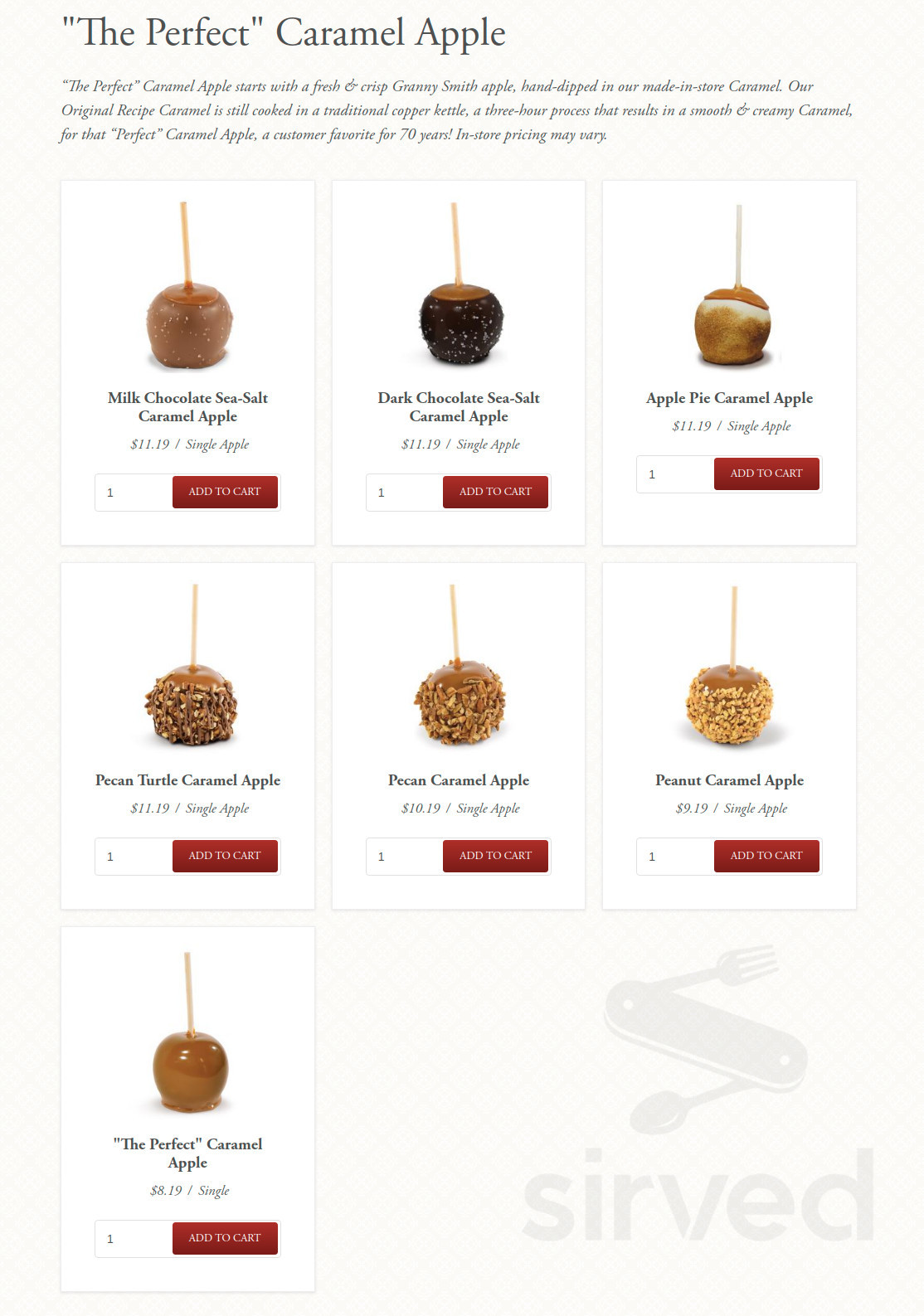 Kilwin's Chocolates menu in St. Augustine, Florida, USA