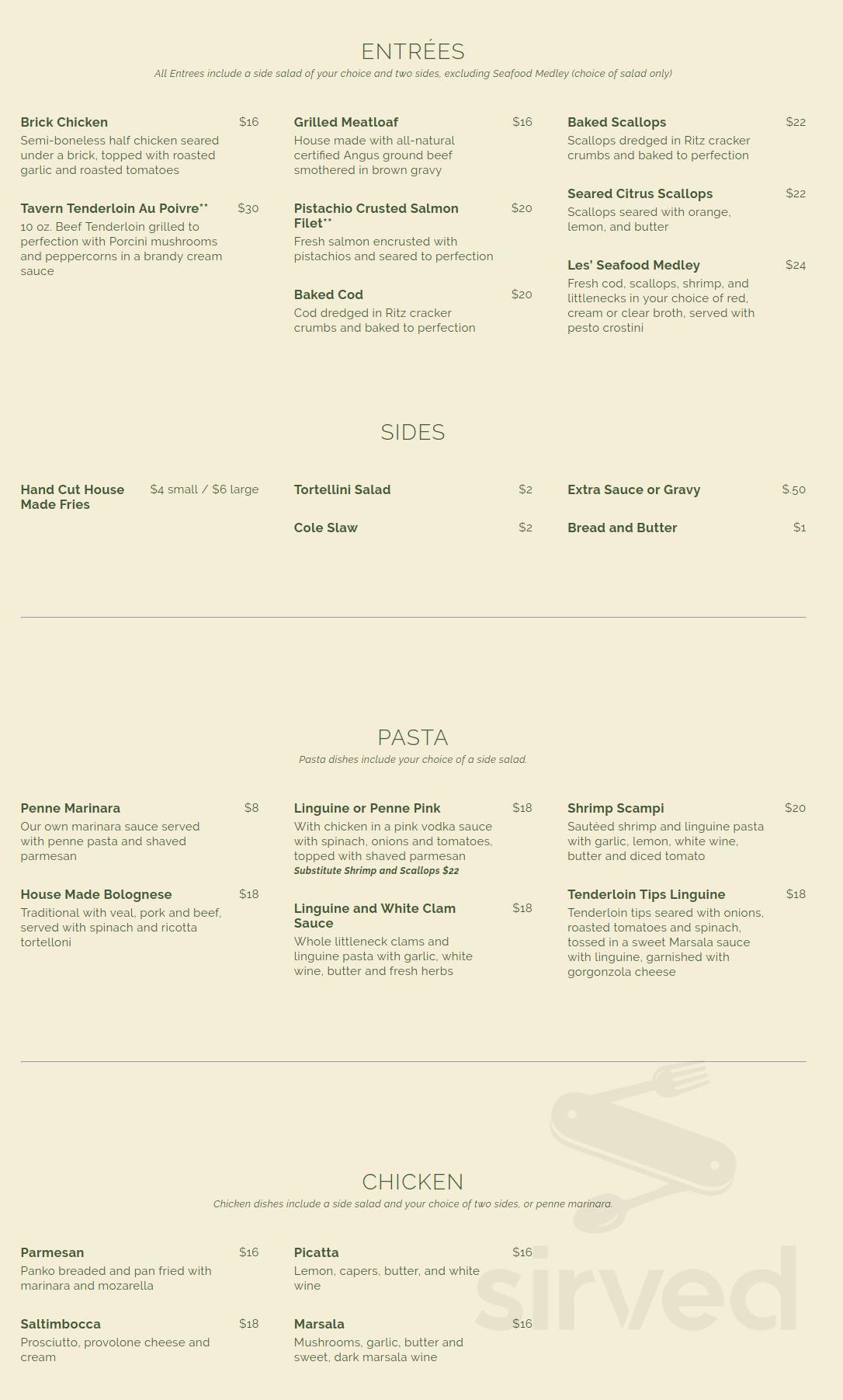 The Village Tavern menus in North Scituate, Rhode Island, United States