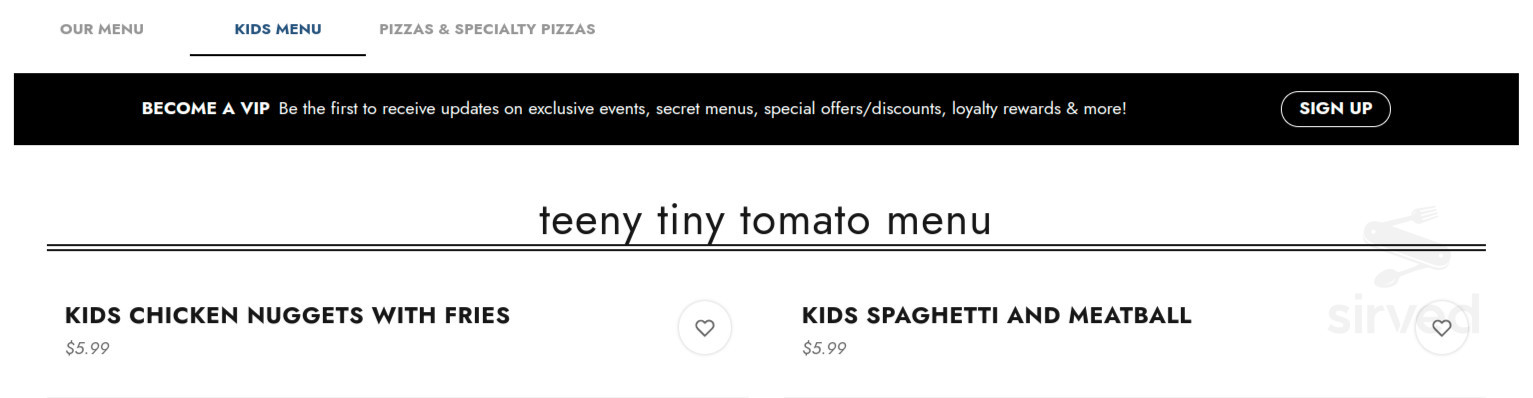 The Tipsy Tomato menu in Norwood, New York, USA