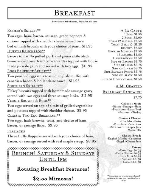 The Trough menu in Missoula, Montana, USA