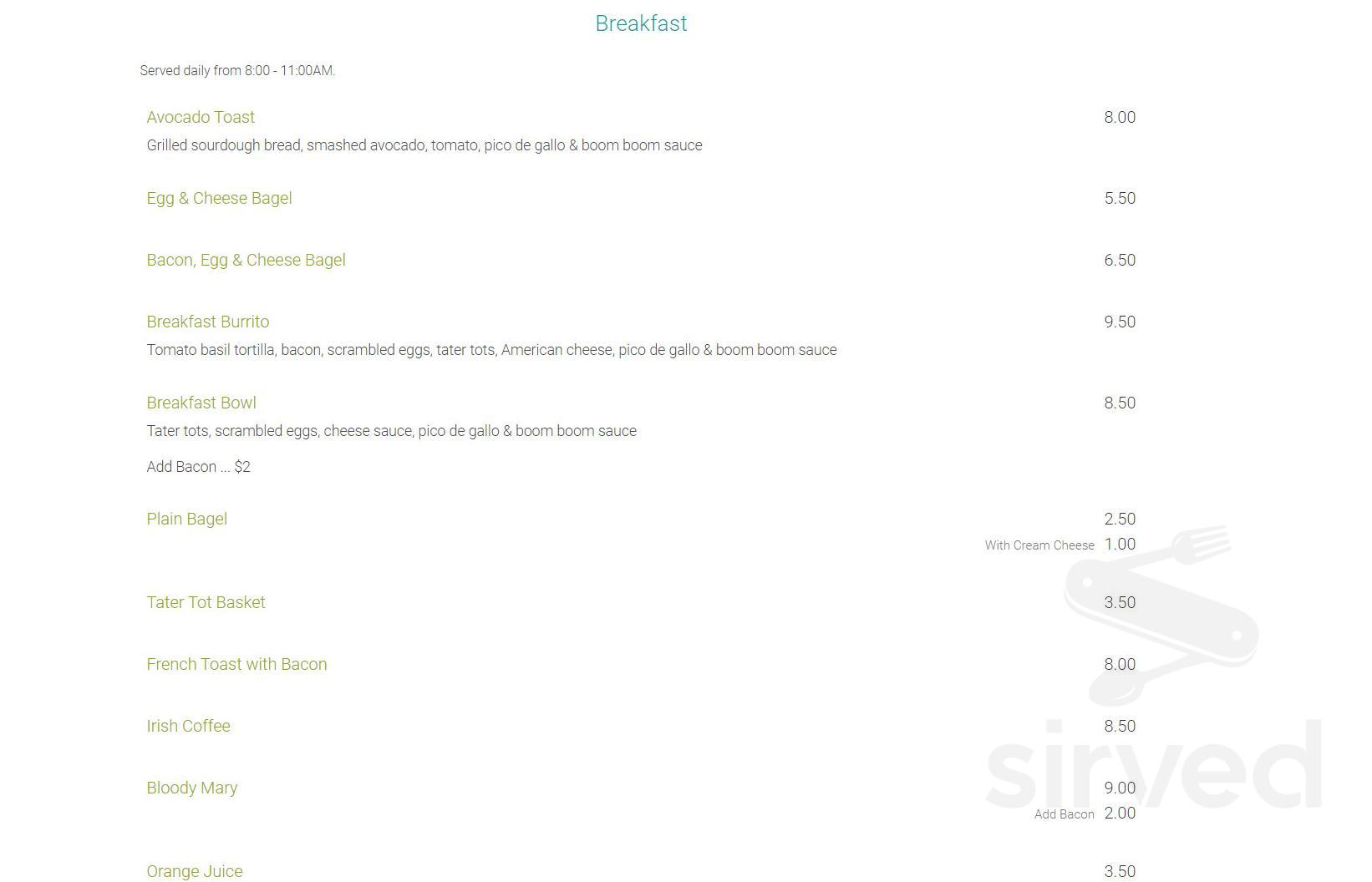 Siesta Beach Eats menu in Siesta Key, Florida, USA