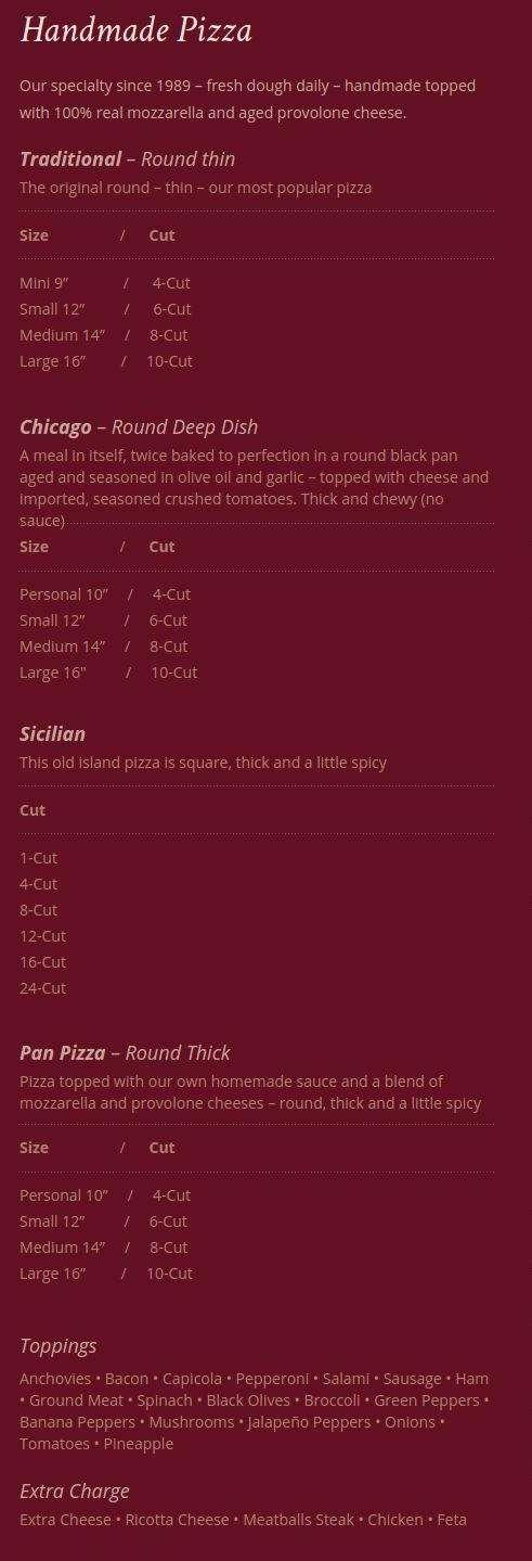 Monte Cello's Cranberry menu in Cranberry Twp, Pennsylvania, USA