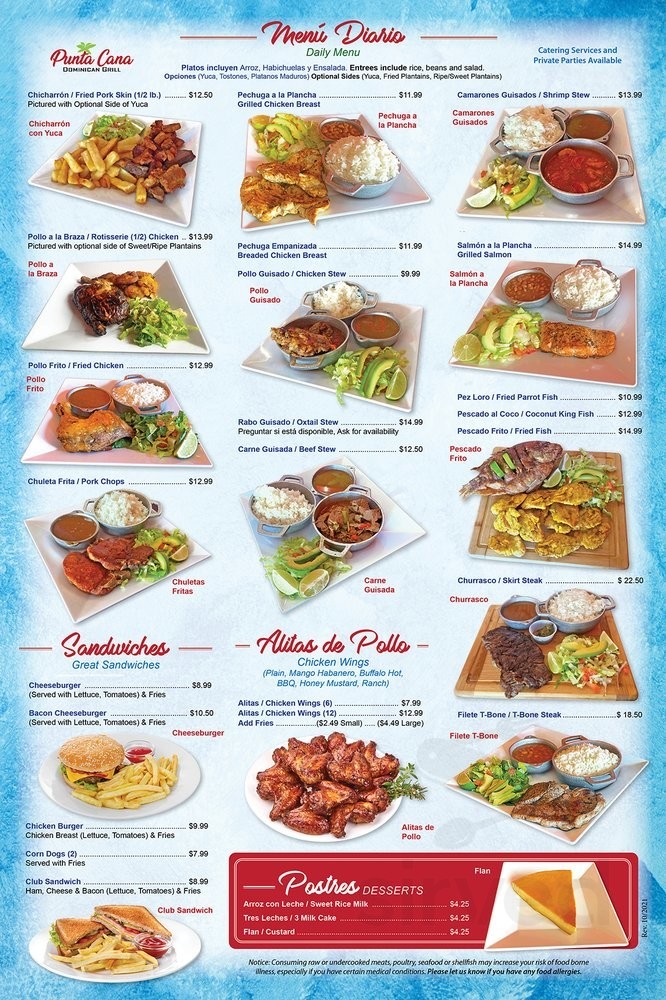 Punta Cana Dominican Grill menu in Myrtle Beach, South Carolina, USA