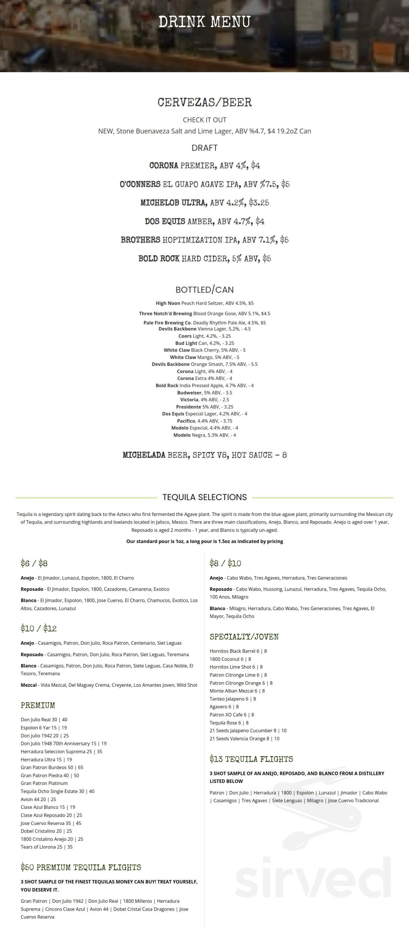 Menu - Bridgewater VA's Bridgewater | Sirved