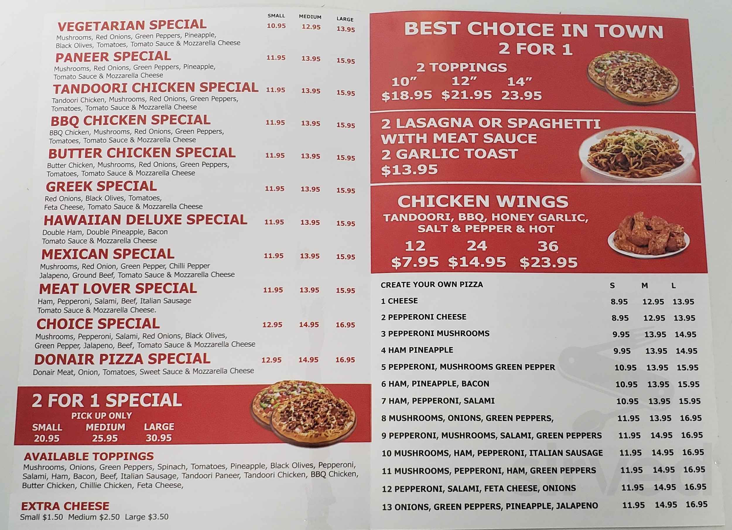 Choice Pizza menus in Chestermere, Alberta, Canada