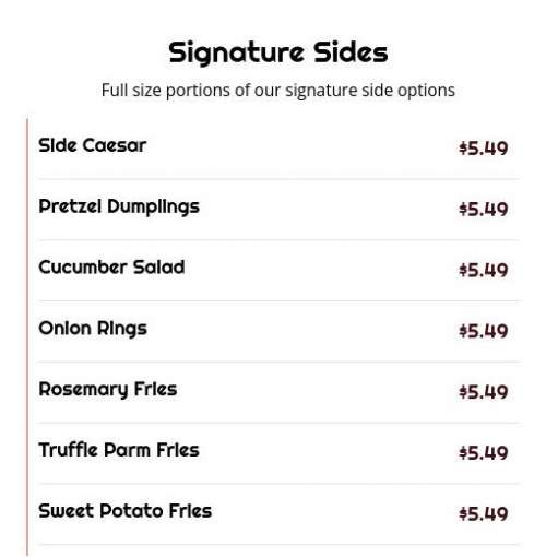 Wunderbar Sports Bar & Grill menu in Davie, Florida, USA