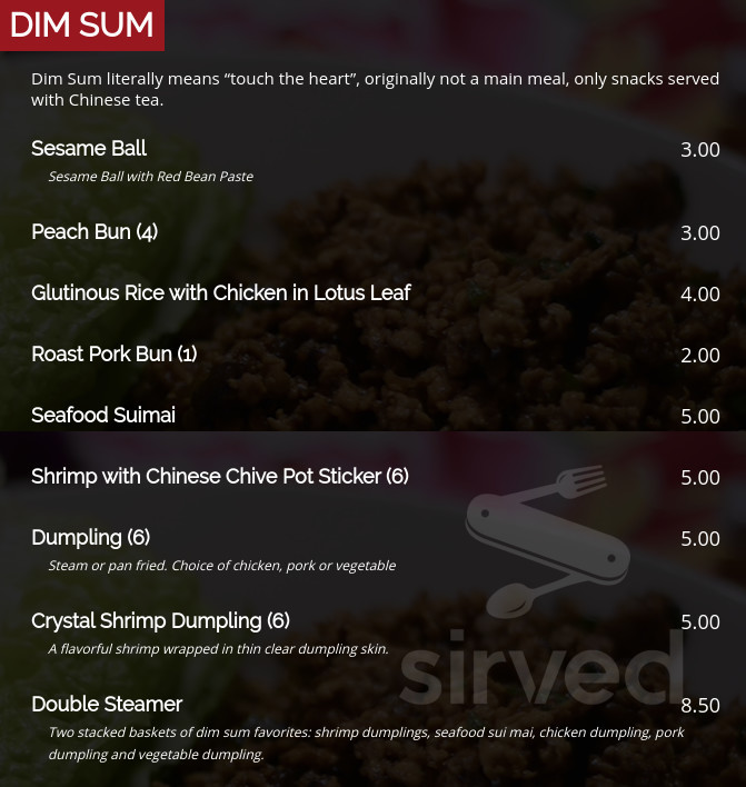 Double Happiness Chinese Restaurant menu in Wilmington, North Carolina, USA