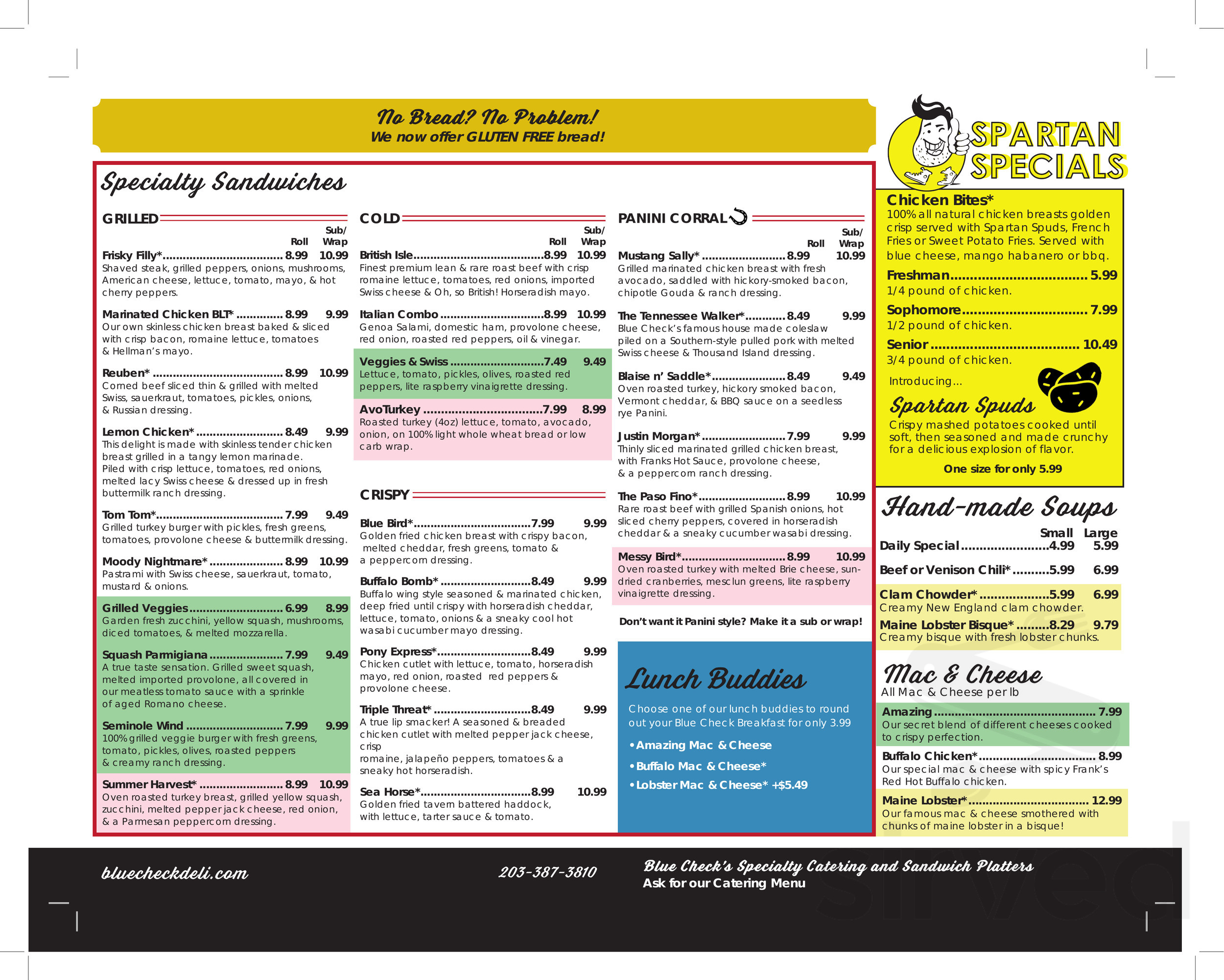 Menu - Woodbridge CT's Blue Check Deli | Sirved