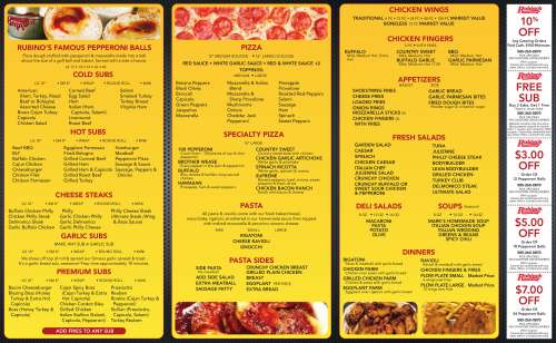 Rubino's Italian Submarines menu in Webster, New York, USA