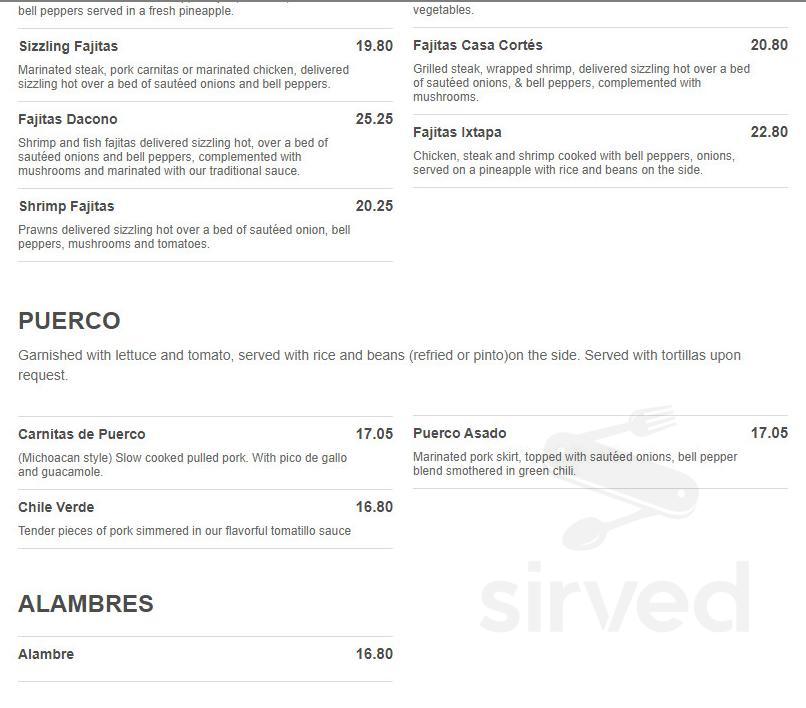 Casa Cortes Family Mexican Restaurant menus in Dacono, Colorado, United ...