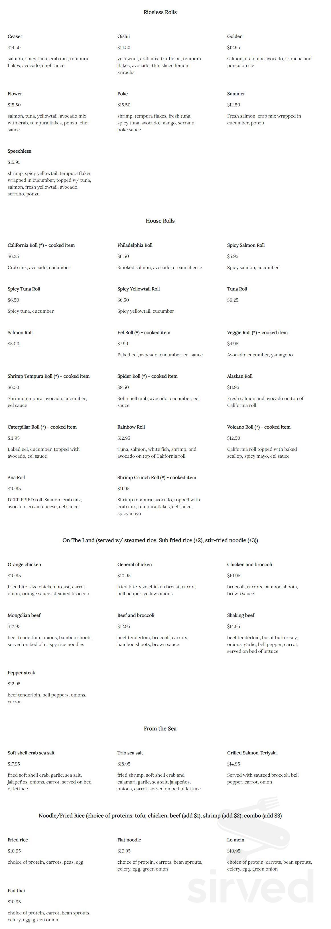 Menu for Kaizen Sushi Bar | Asian Kitchen in Rowlett, Texas, United States