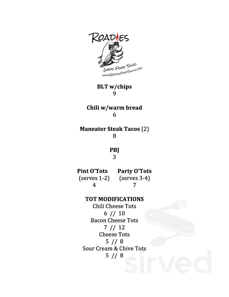 Roadies menus in Stevensville, Maryland, United States