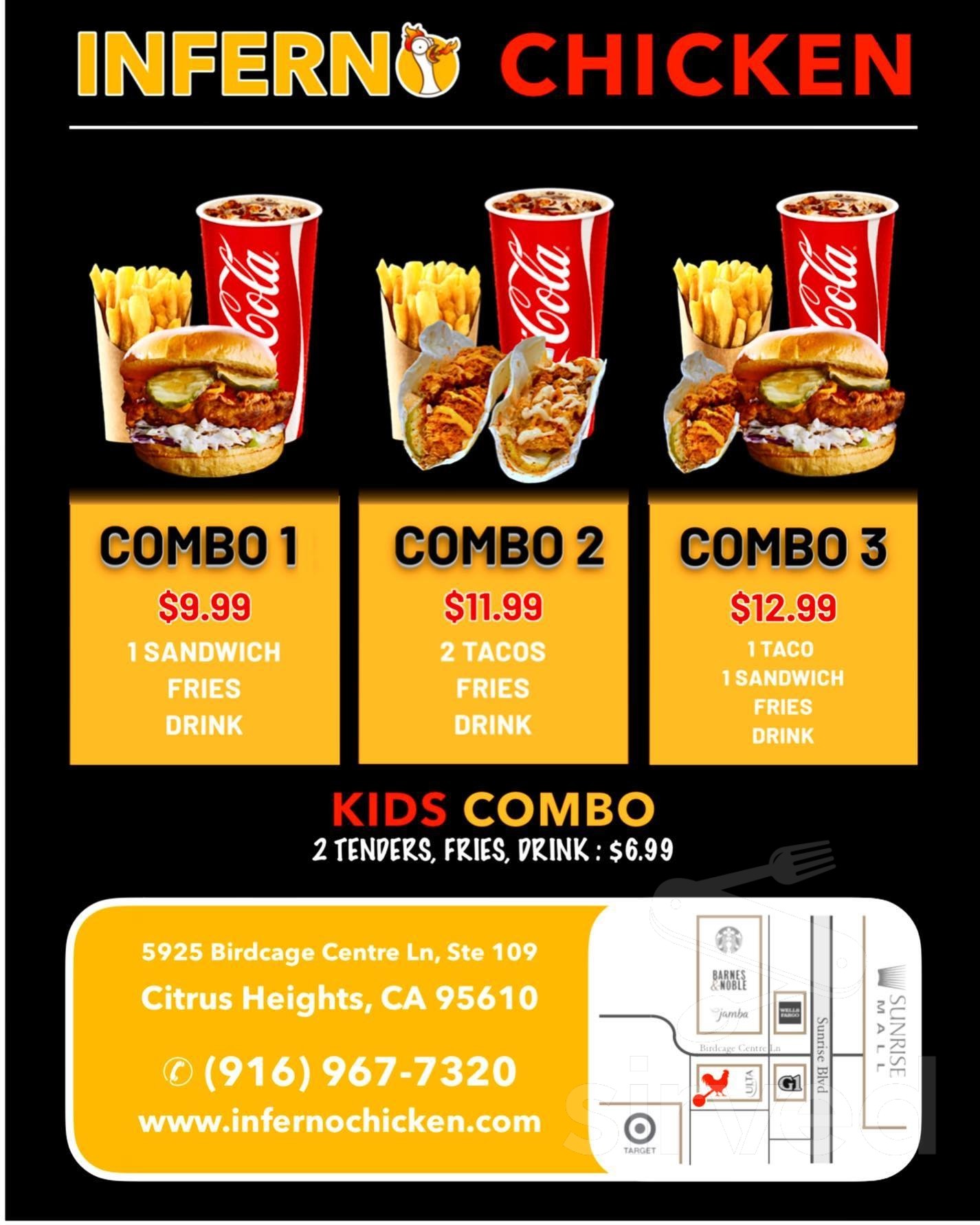 Menu - Citrus Heights CA's Inferno Chicken | Sirved