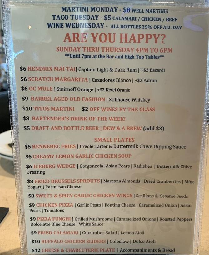 Hendrix restaurant and bar menus in Corona, California, United States